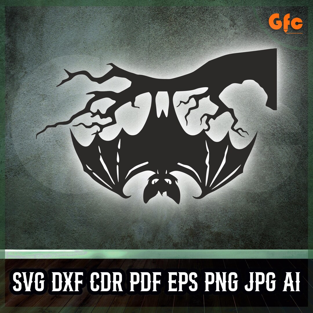 Halloween Bat Wall Decor SVG for Laser Cutting, CNC Engraving ...
