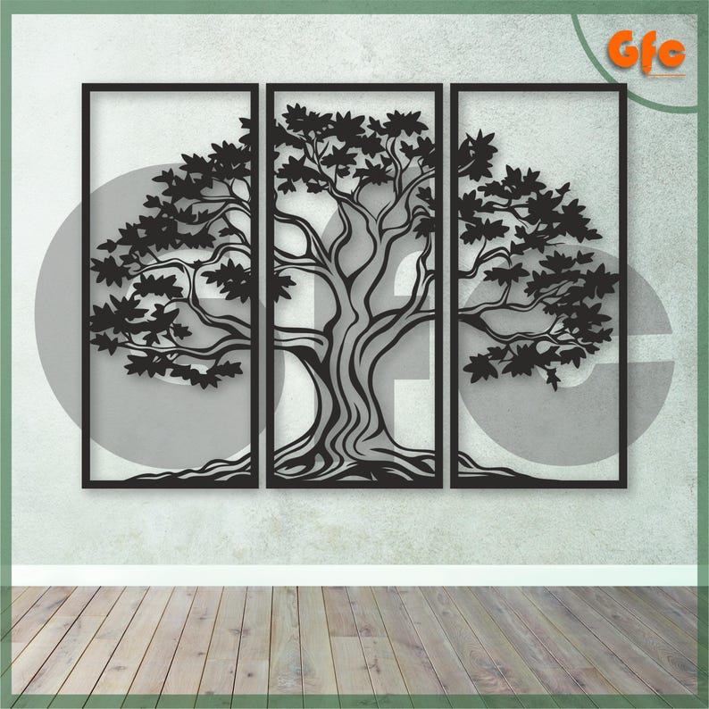 Maple Tree Silhouette DXF SVG - Three Panel Wall Art - Laser, Cnc Cut ...