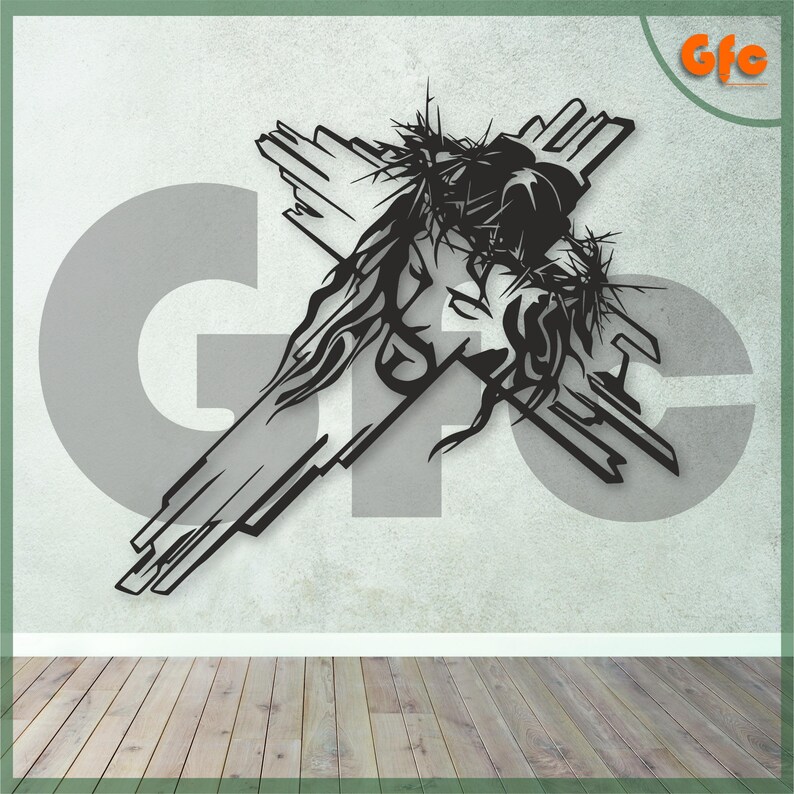 Jesus Cross DXF SVG - Face in Cross - Christian Wall Art - Laser, Cnc ...