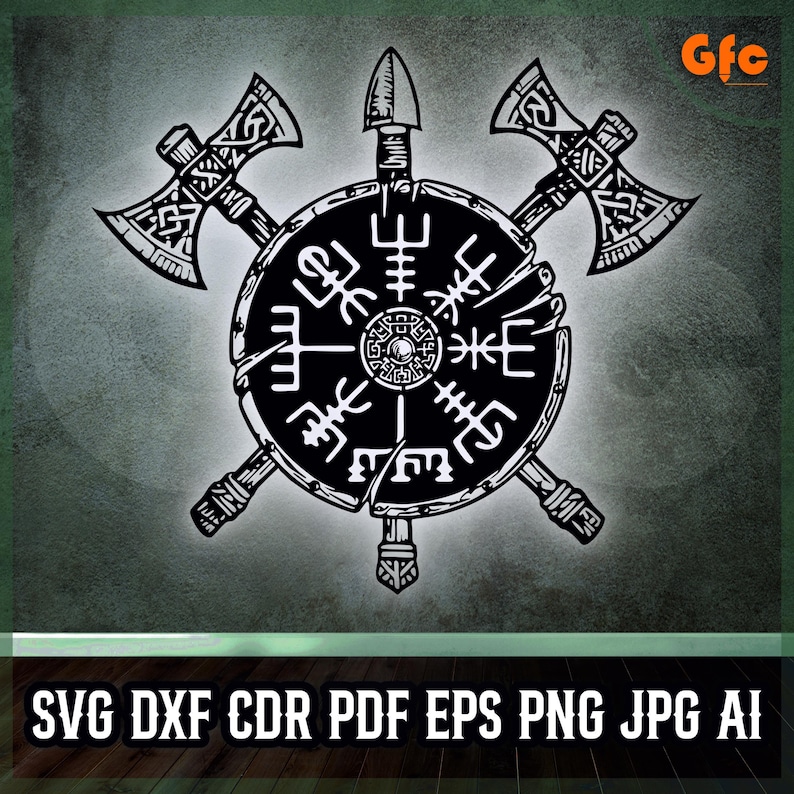 Viking Shield DXF SVG – Norse Warrior Symbol – Cricut, Laser Cutting ...