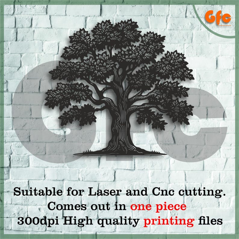 Oak Tree Silhouette SVG DXF – Realistic Nature Art – Laser Cut ...