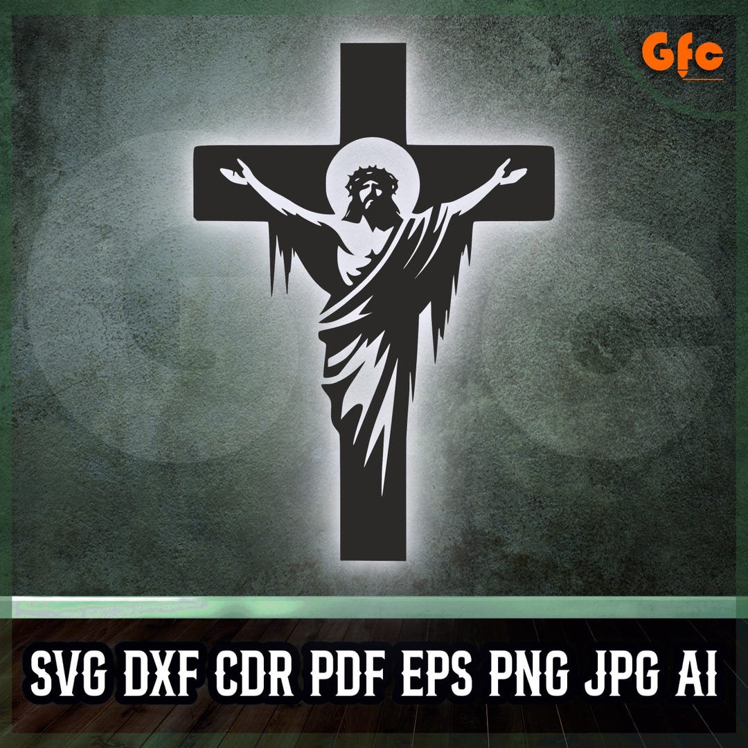 Jesus Cross DXF SVG - Face in Cross - Christian Wall Art - Laser, Cnc ...