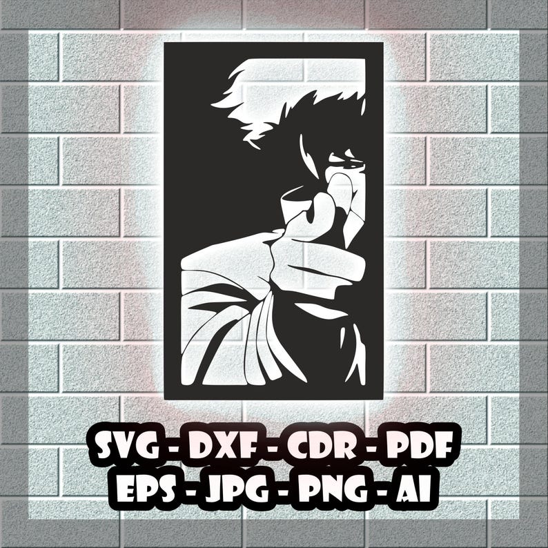 Cowboy Bebop Spike Spiegel Anime Manga Svg Dxf Cdr Pdf Ai Png Eps Jpg ...