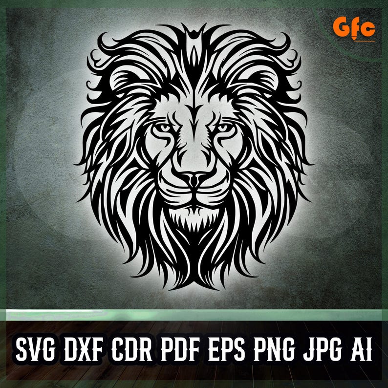 Lion Head SVG - Lion Silhouette Digital File for Laser Cutting, CNC ...