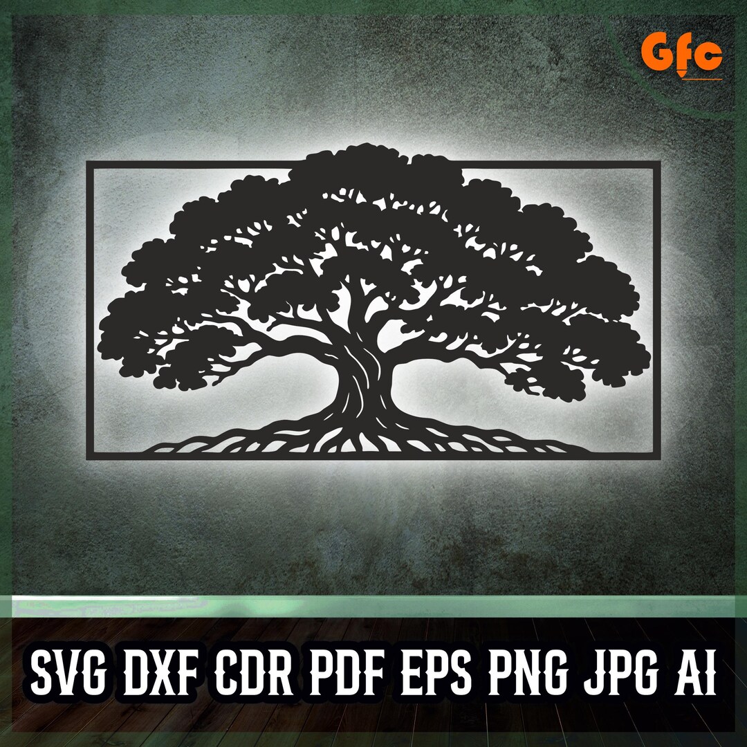 Oak Tree Panel DXF SVG - Rustic Home Decor - Laser, Cnc Cut & Printable ...