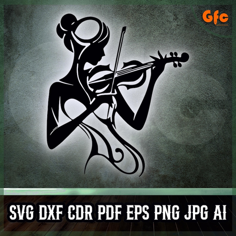 Woman With Violin DXF SVG – Elegant Music Laser Cut Wall Art ...