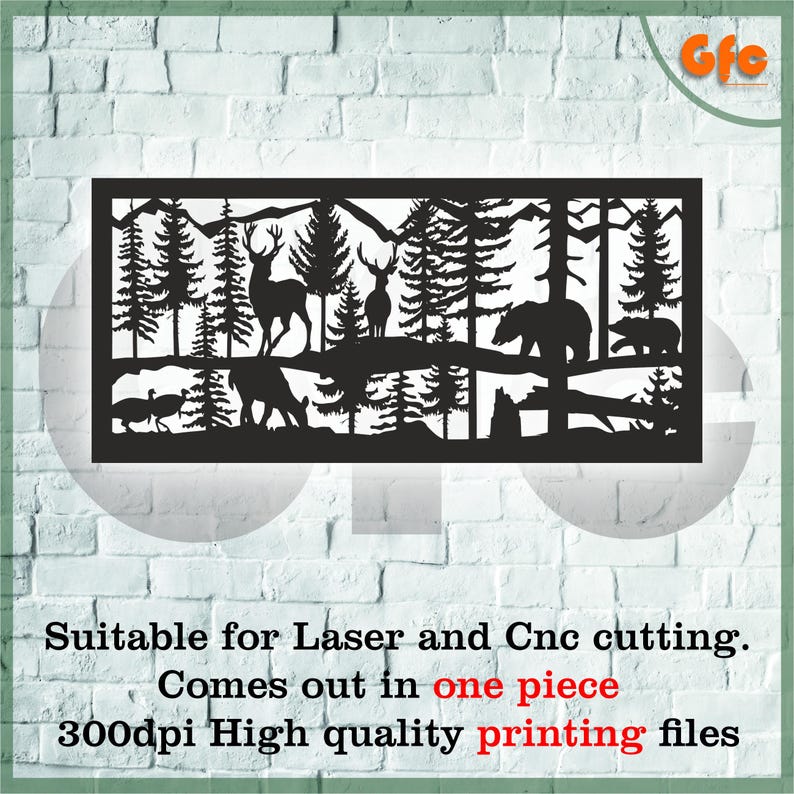 Wildlife Nature Scene Panel DXF SVG - Forest Panorama Wall Decor ...