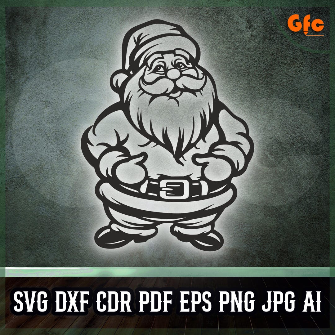 Santa Claus DXF SVG - Christmas Silhouette Design - Laser, Cnc Cut ...