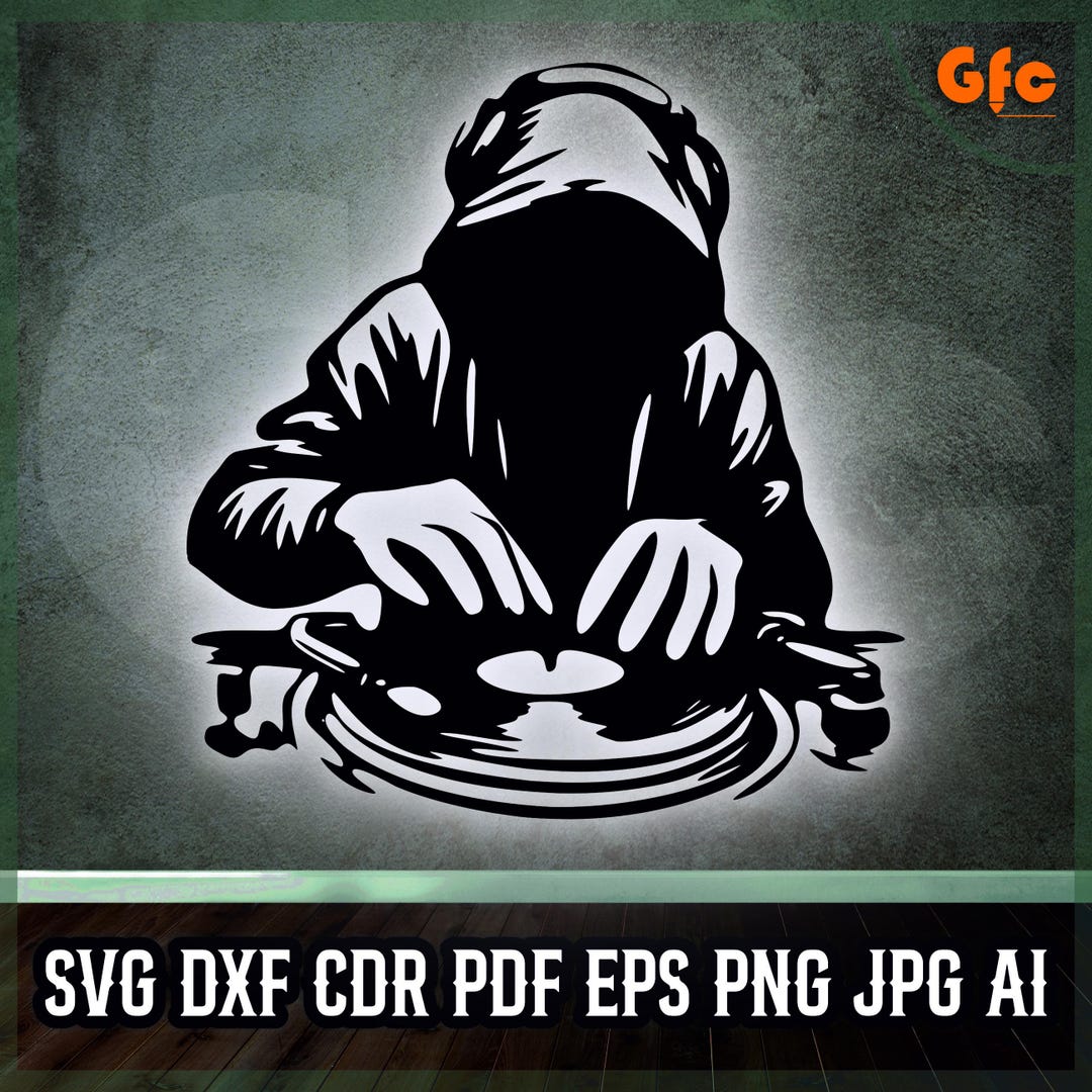 DJ at Turntable DXF SVG – Urban Music Wall Decor – Laser Cut ...