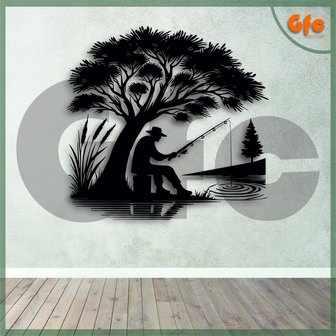 Fisherman Silhouette SVG DXF - Fishing Scene Laser Cut File - Outdoor ...