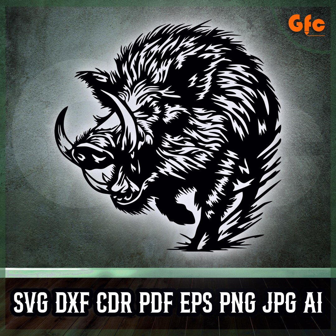 Tribal Wild Boar SVG DXF – Hunting Wall Decor – Laser Cutting, CNC ...
