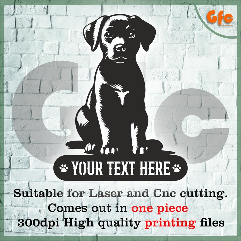 Labrador Retriever Name Sign DXF SVG - Custom Dog Decor - Laser, Cnc ...