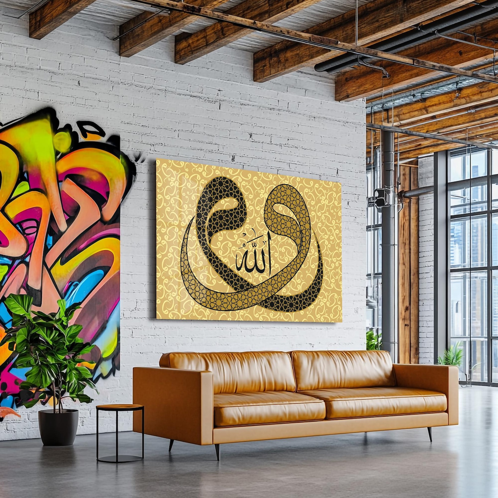 Double Vav Islamic Art, Allah Calligraphy Glass Art, Tempered Glass ...