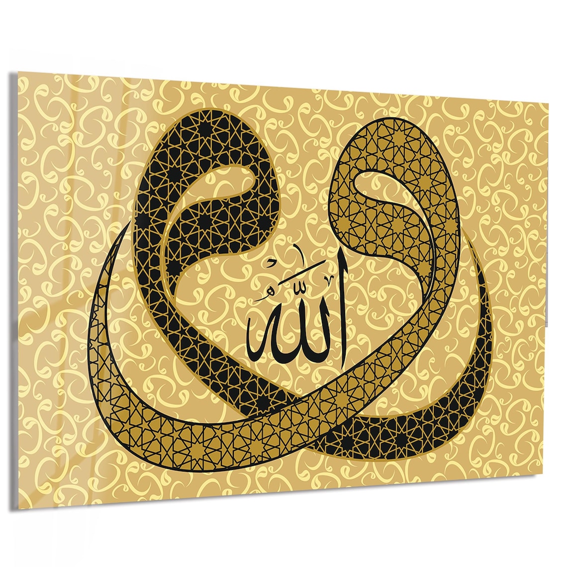 Double Vav Islamic Art, Allah Calligraphy Glass Art, Tempered Glass ...