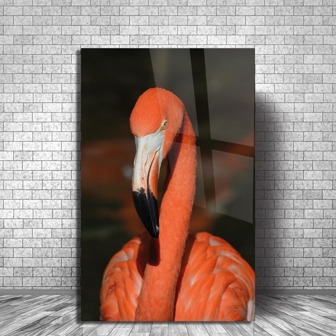 Vertical Flamingo Tempered Glass Wall Art, UV Printed Animal Glass ...