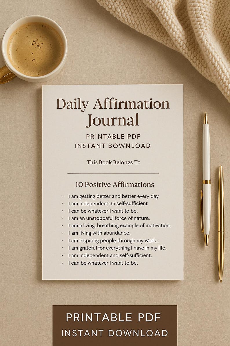 Daily Affirmation Journal – Printable Self-love and Mindset Tracker PDF ...