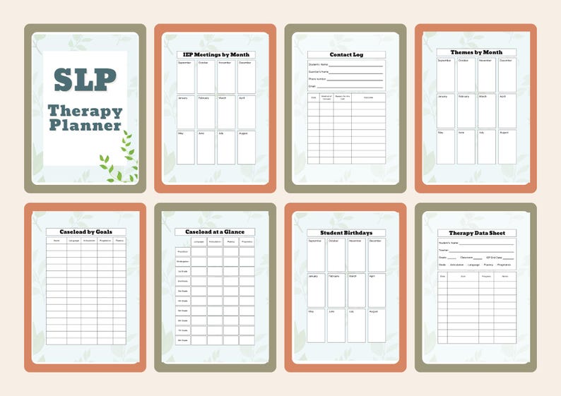 19 Pages Printable SLP Planner | Speech Therapy & IEP Organizer ...