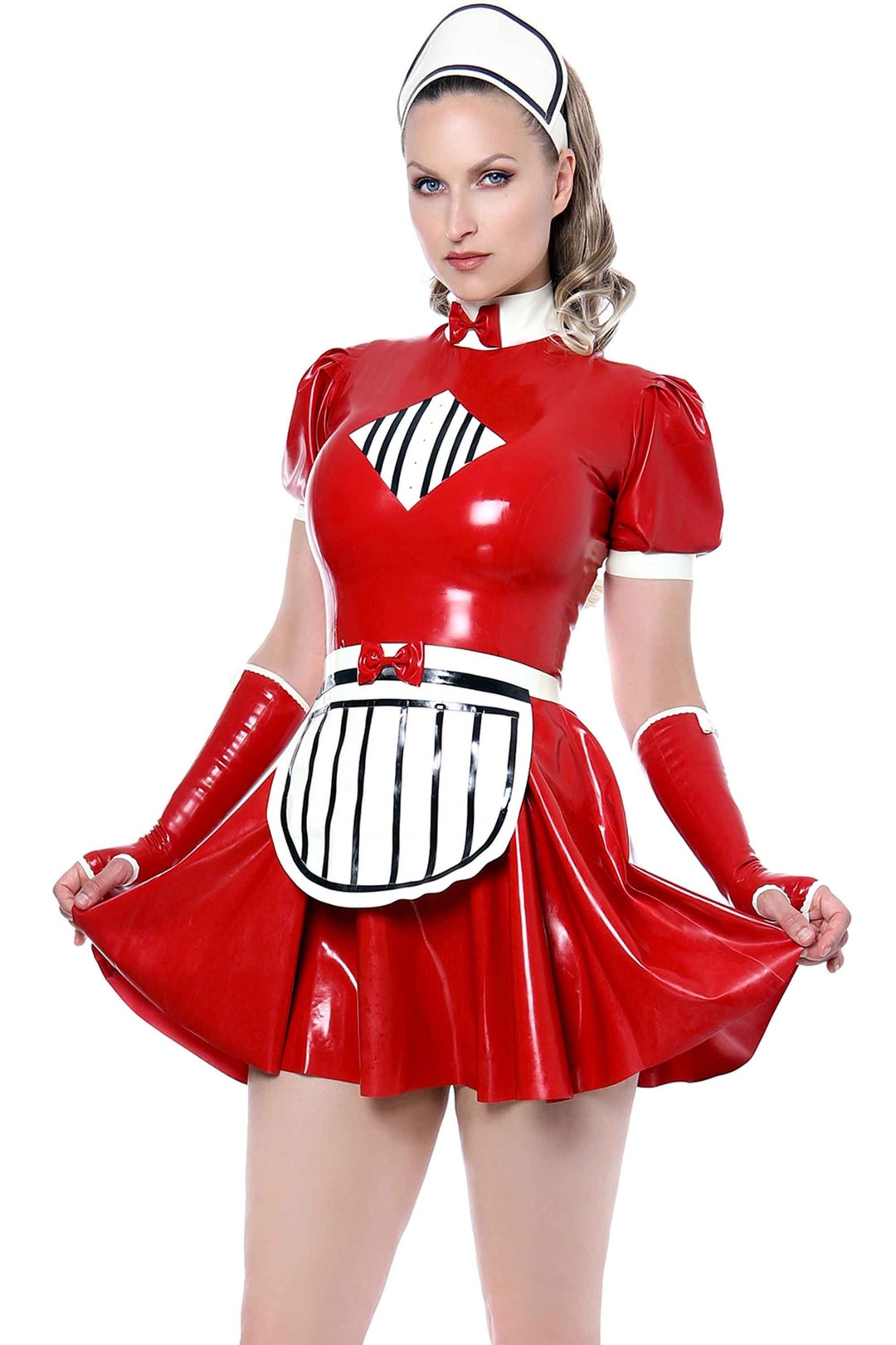 Missy Maid's Latex Uniform Flared Dress Standard Sizes & Bespoke. See ...