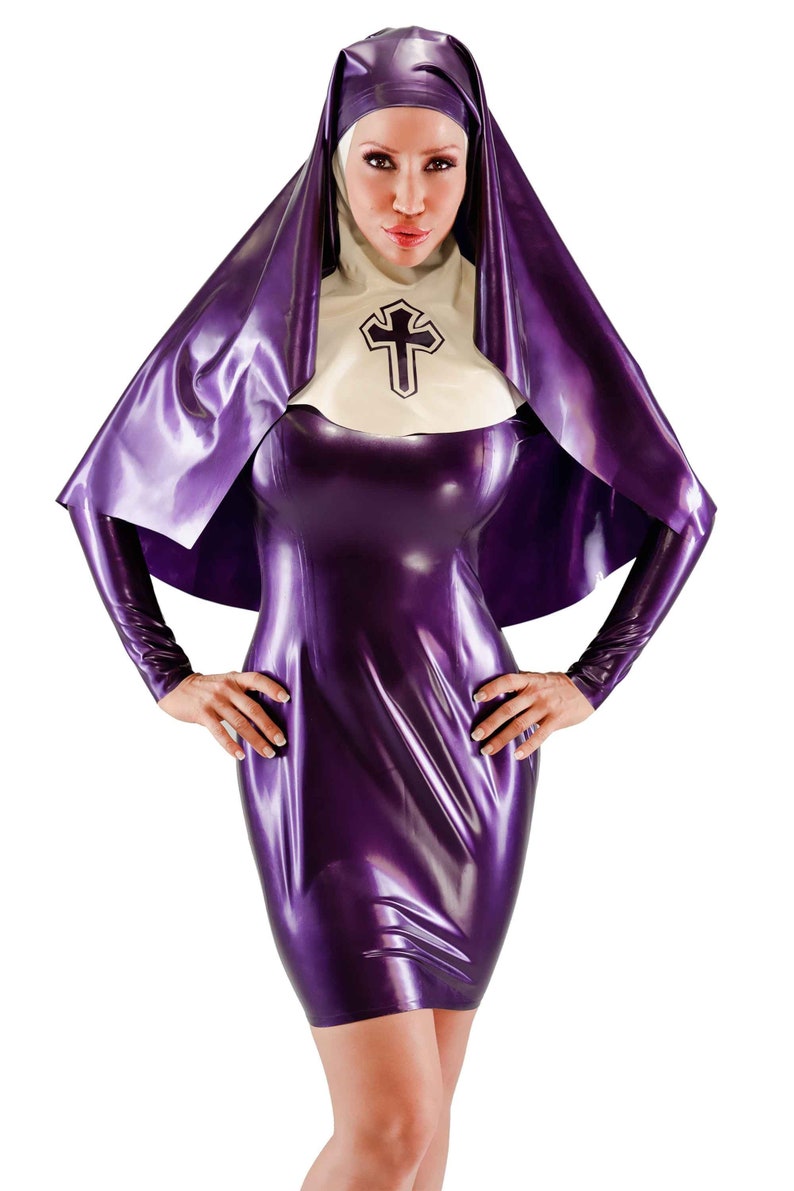 Backless Nun Uniform Latex Rubber Mini Dress and Habit with a | Etsy
