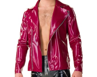 Ectomorph Men's Black Latex Rubber Biker Jacket - Etsy