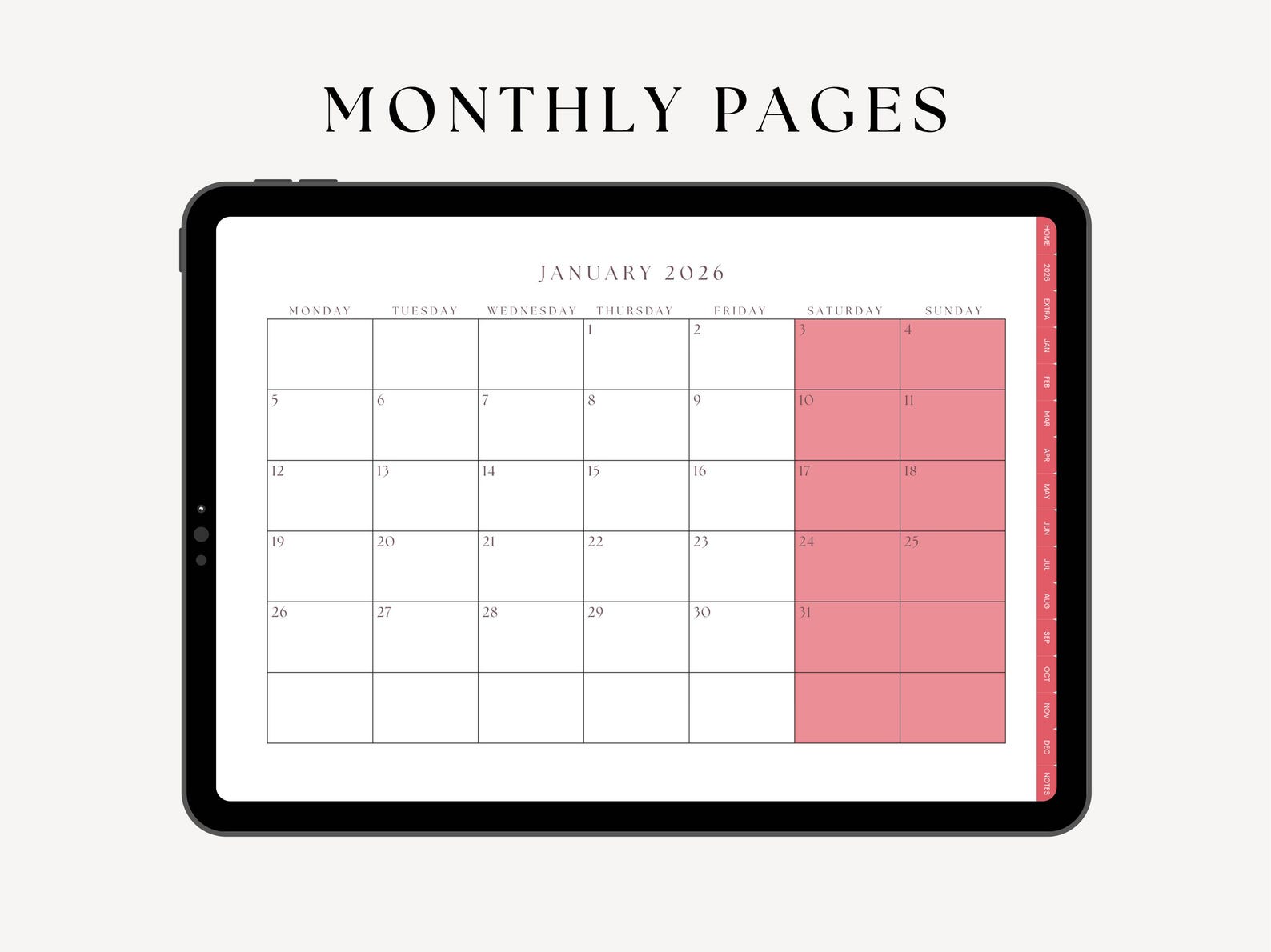 2026 Digital Planner Pink | Printable Annual Planner | Daily Weekly ...