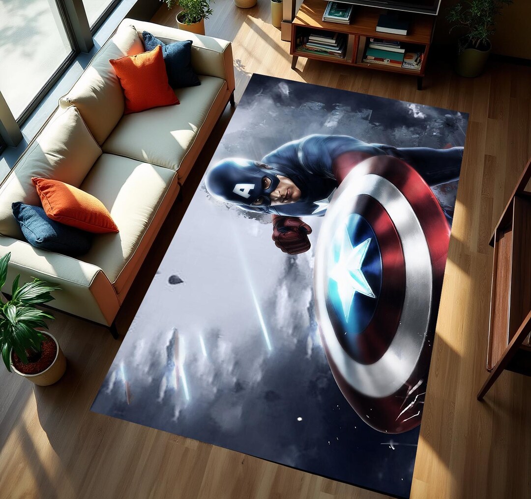 Captain America, Captain America Rug, Boys Room Rugs, Home Decor Rug ...