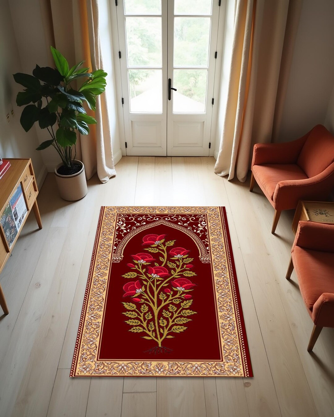 Turkish Islamic Prayer Mat, Muslim Prayer Mat, Floral Pattern Prayer ...