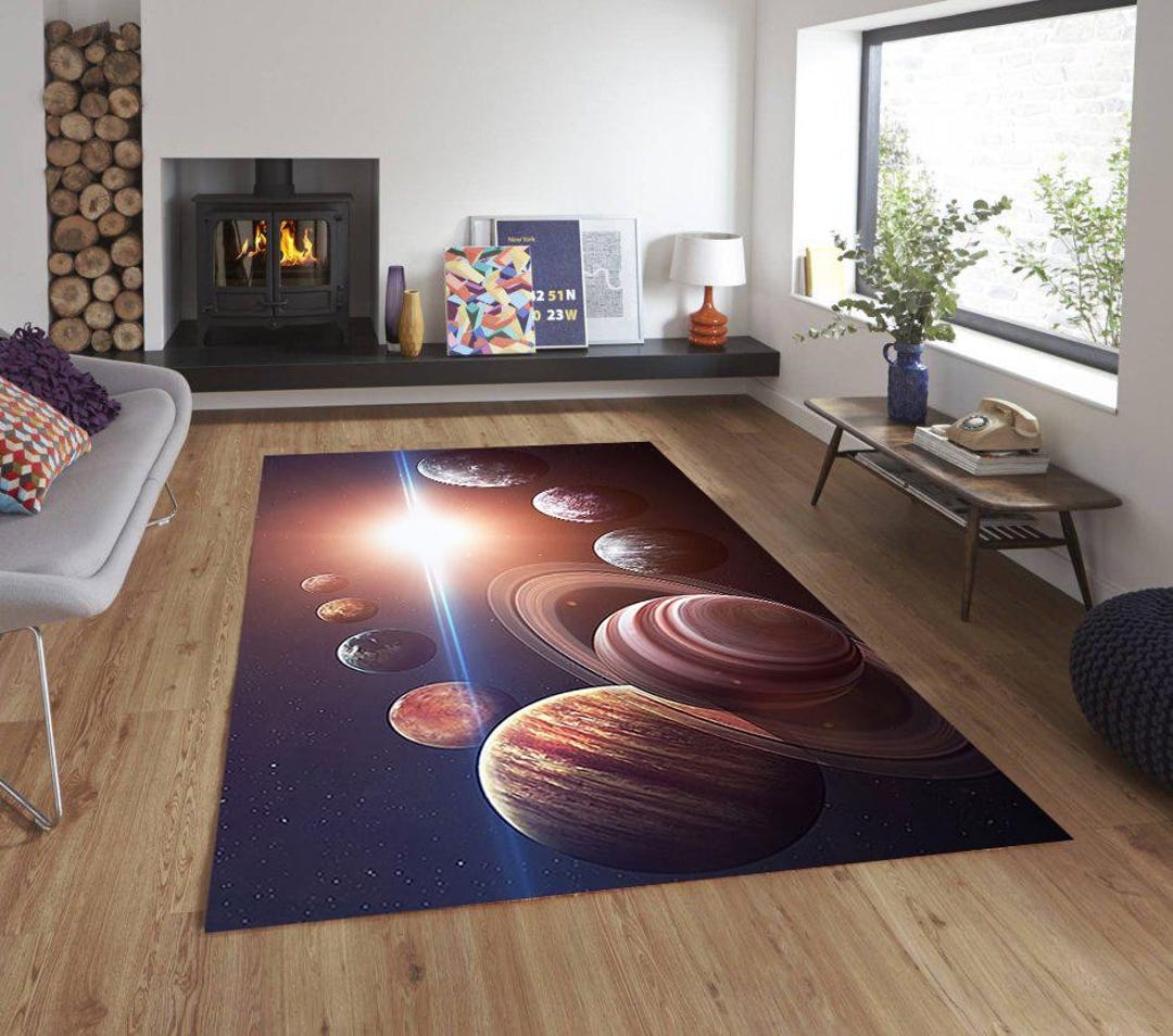 Planet Rug, Space Poster Rug, Solar System Inspired Rug, Impressive Rug ...