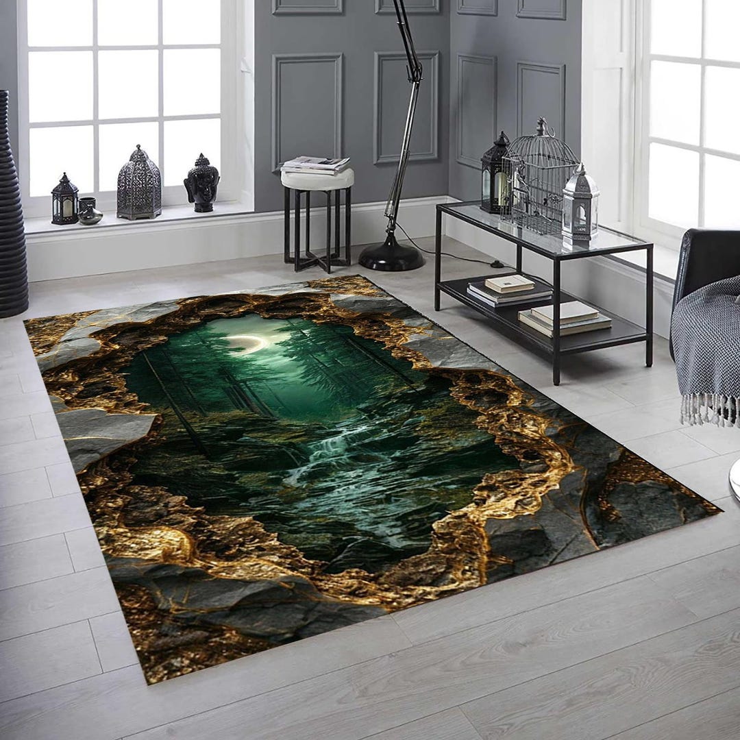 3D Rug, Custom Rug, Illusion Rug, 3D Huge Crack in Living Room Rug ...