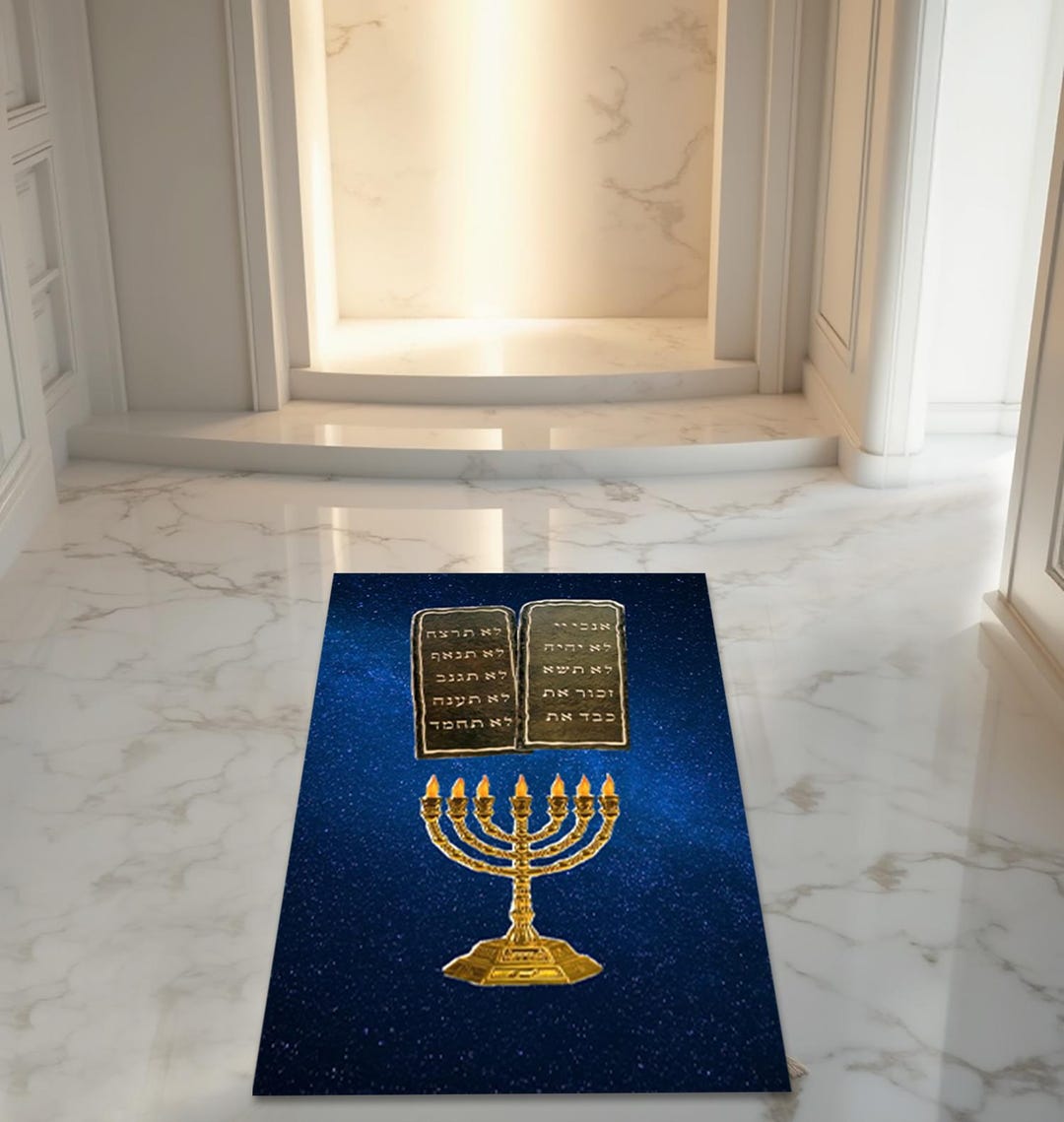 Jewish Prayer Rug, Menorah Rug, Judaica Decor, Jewish Home Decor ...