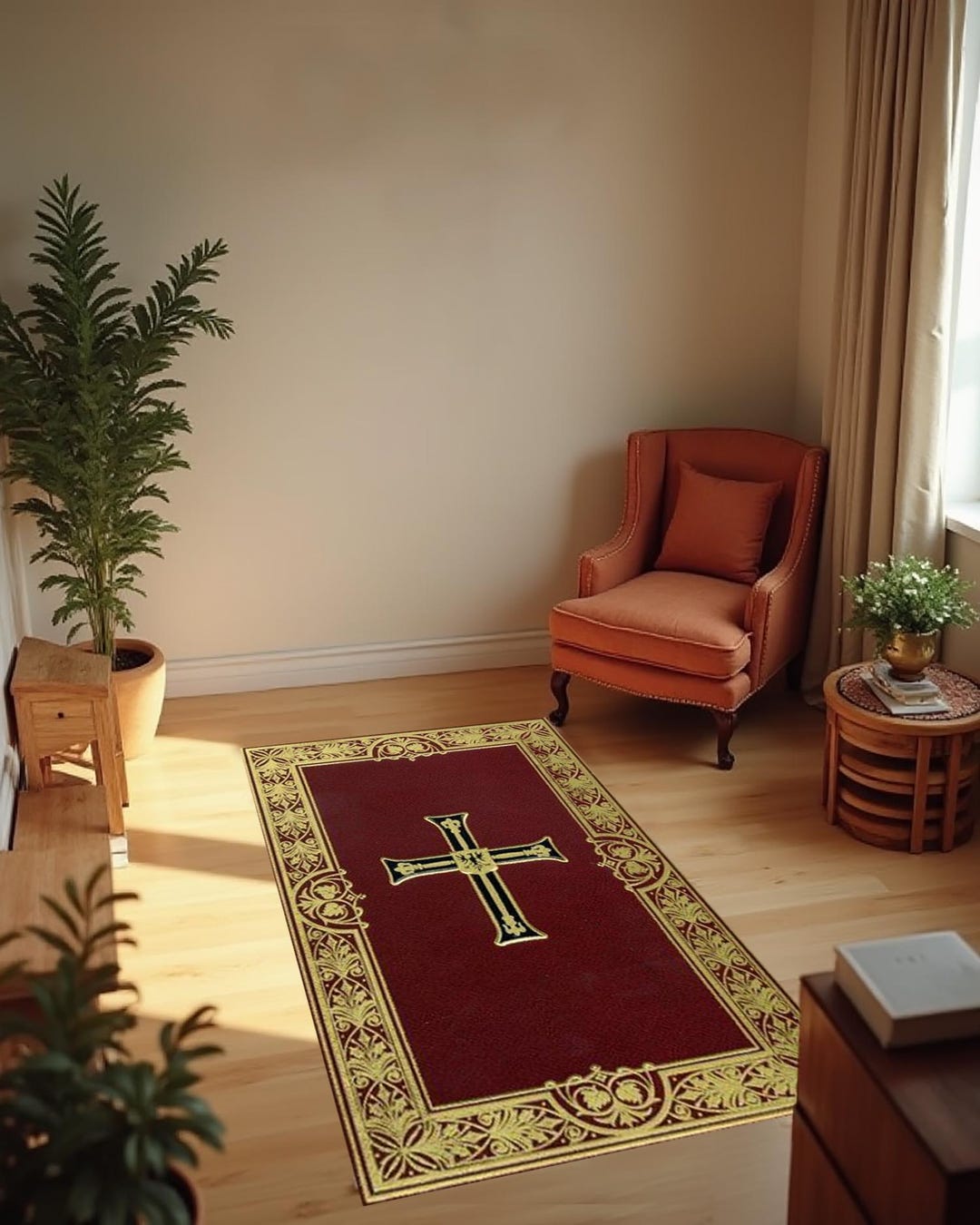Gothic Style Cross Rug, Christian Prayer Rug, Prayer Rug, Cross Rug ...