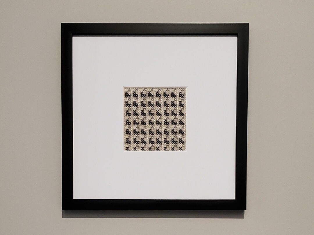 Houndstooth Fabric Wall Hanging: 13x13 Minimalist Black Frame ...