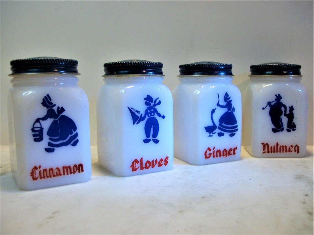 Milk Glass Shaker Jars Set of 4 Shakers for Spice Herbs Collectibles ...