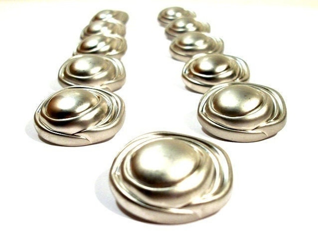 Art Deco Style 11 Matte Silver Gray Plastic Large Fancy Shank Buttons ...