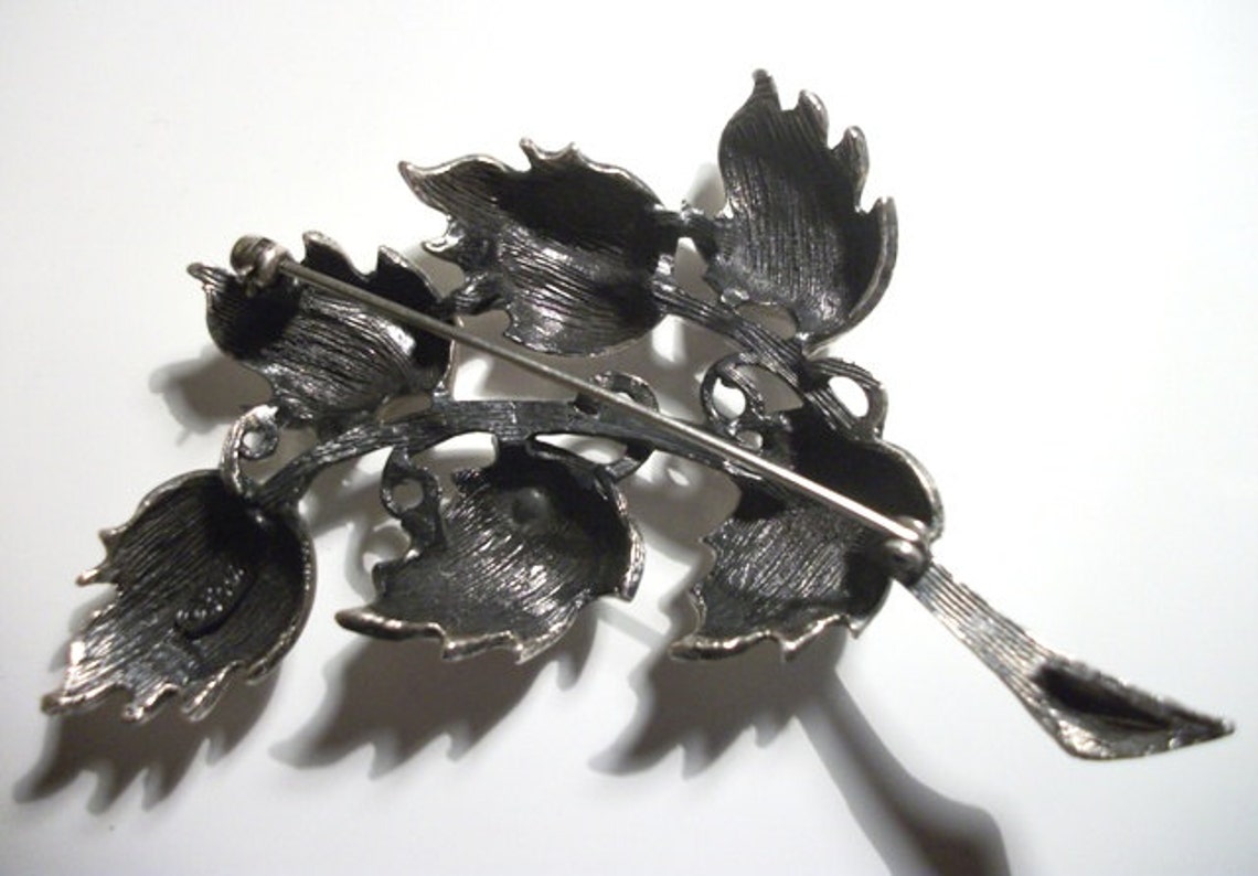 Tortolani Designer Vintage Silver Leaf Brooch Pin Fine Unique Jewelry ...