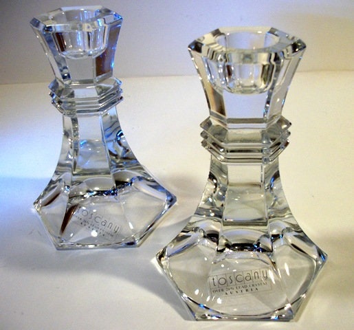 Set Toscany Crystal Candlestick Candle Holders | Etsy