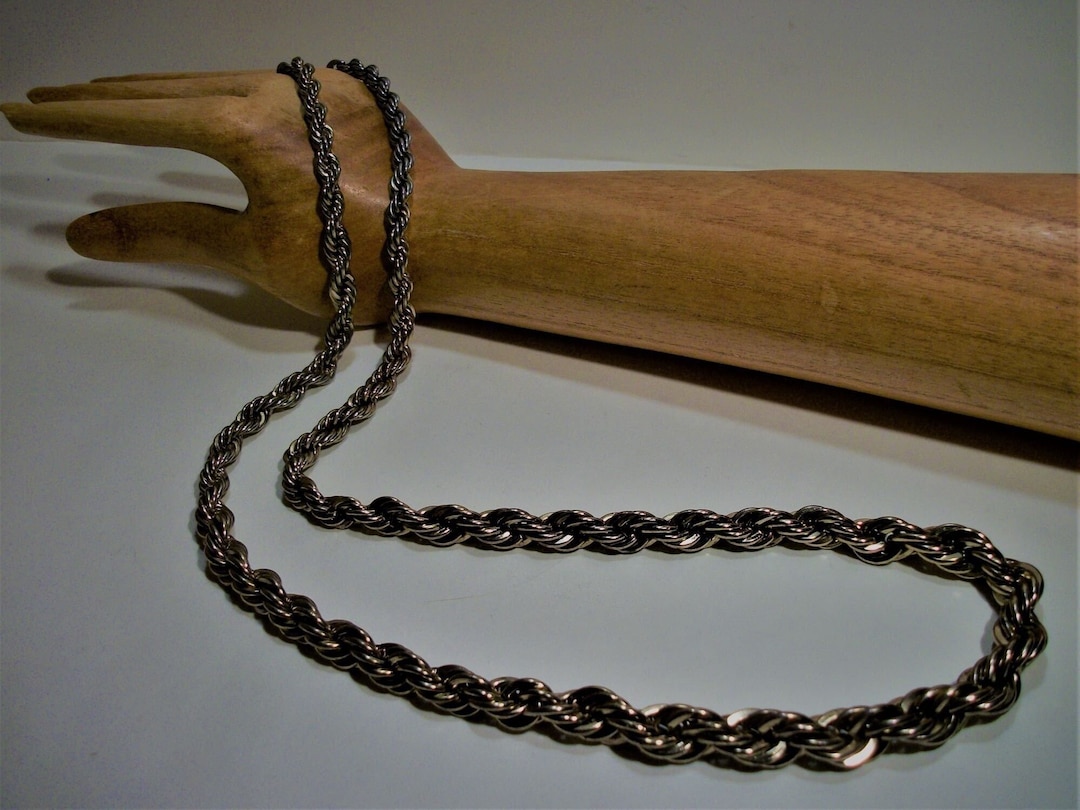 Graduated Rope Chain Necklace Stunning Gold Tone Mid Century Style ...