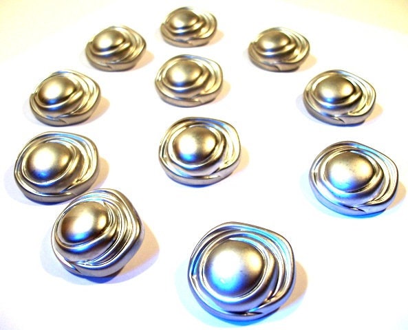 Art Deco Style 11 Matte Silver Gray Plastic Large Fancy Shank Buttons ...