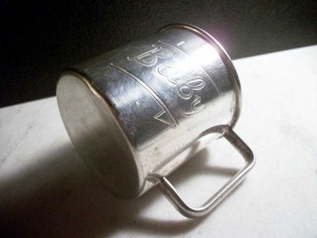 Silver BABY Cup Mug Handled 1881 ROGERS 71301 EPNS Mark Engraved Baby ...