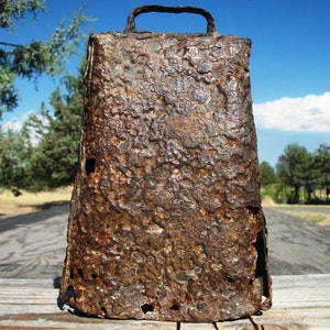 Large Antique Very Rustic Cowbell Original Clapper Primitive Cow Barn ...