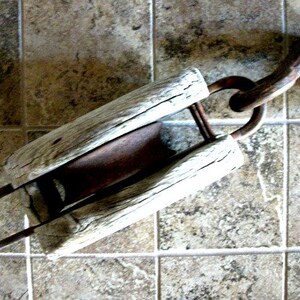 Old Rustic Barn Pulley Iron Hook Wood Block and Tackle or Maritime ...