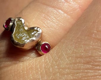 Gold Raw Diamond Ring-14k Solid Rose Gold Ring-Rough Diamond | Etsy