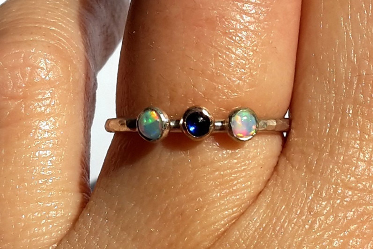 Sapphire Opal Ring-silver Ring-solid Rose Gold opal - Etsy