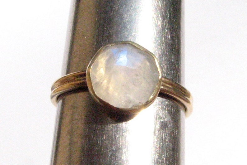 Moonstone 14k Solid Gold Ring - Rose Cut Moonstone Ring - Moonstone ...