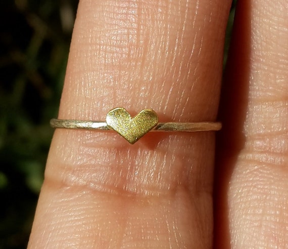 Tiny 24k Gold Heart Ring-14k Solid Gold Band-gold Engagement - Etsy