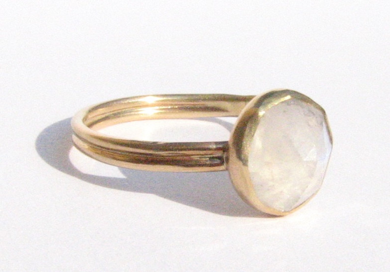 Moonstone 14k Solid Gold Ring - Rose Cut Moonstone Ring - Moonstone ...