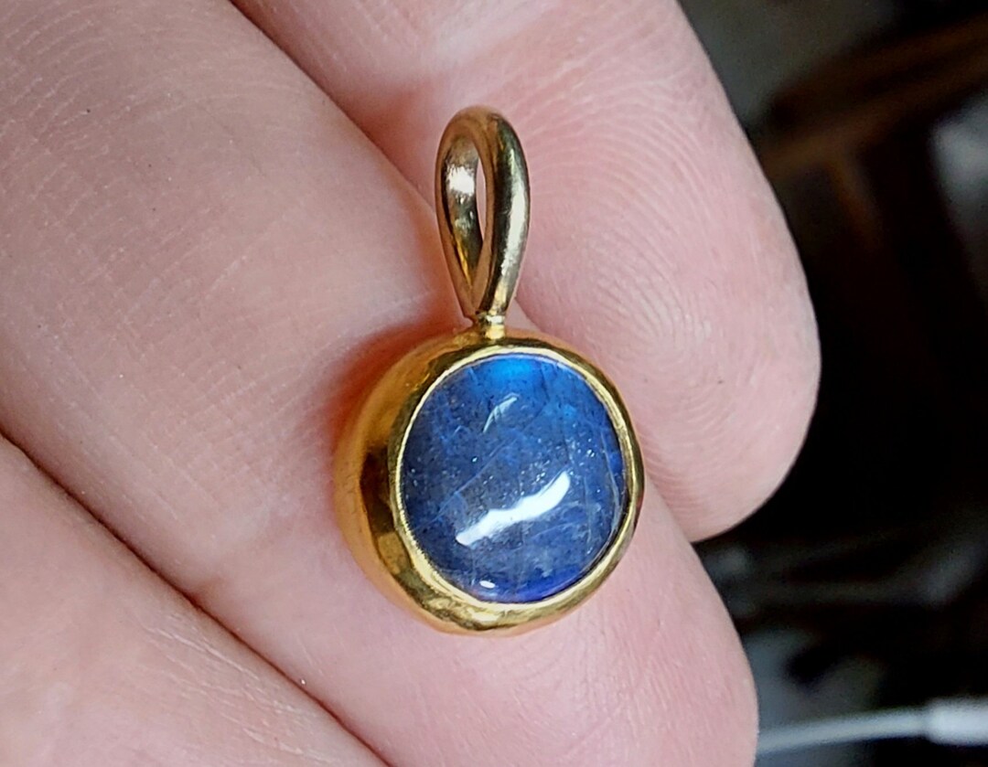 Labradorite 24k Gold and 14k Gold Pendant- 10mm Pendant-stackable ...