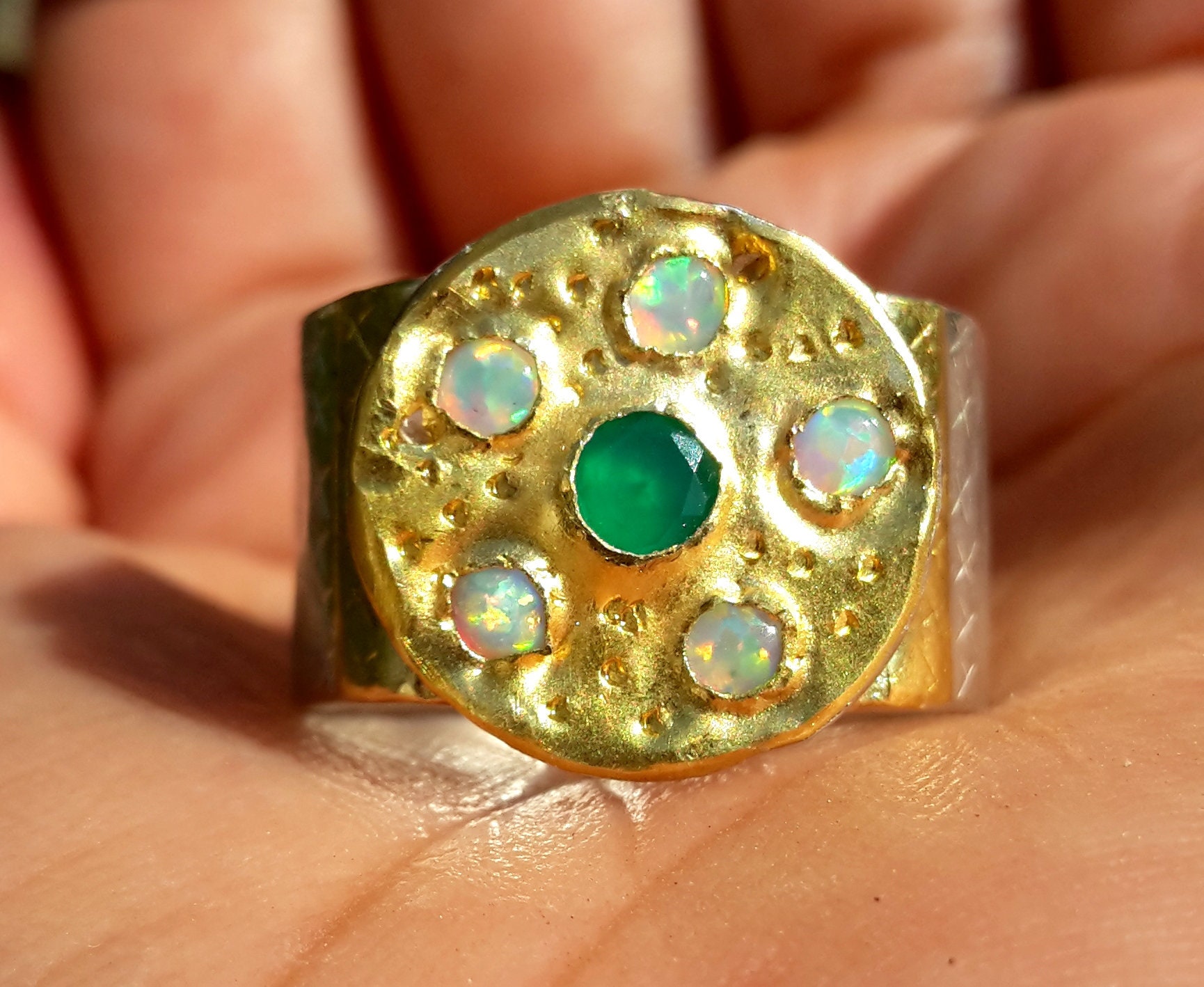 Large Multi Stones Ring-24k Gold and Silver Ring-Mixed Metals | Etsy