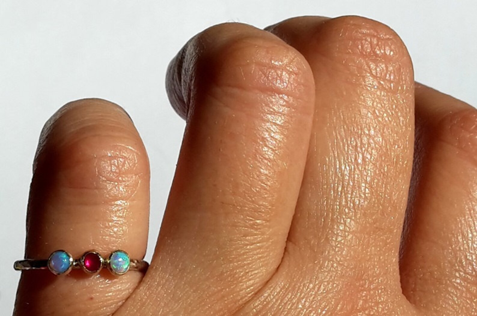 Ruby Opal Ring- Opal Silver Ring-blue Opal-stacking Ring-anniversary ...