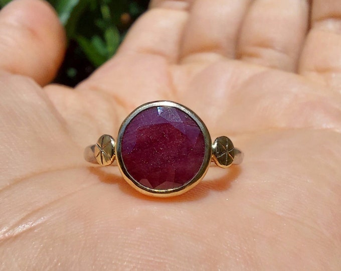 Natural Ruby, 14k Solid Gold and Silver Ring-ruby Statement Ring-mixed ...